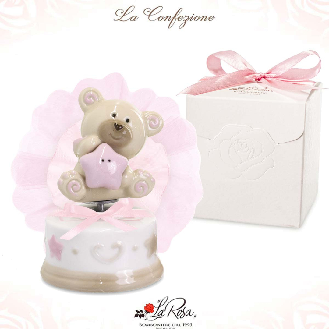 Bomboniere Carillon Orso idea Battesimo Bimba