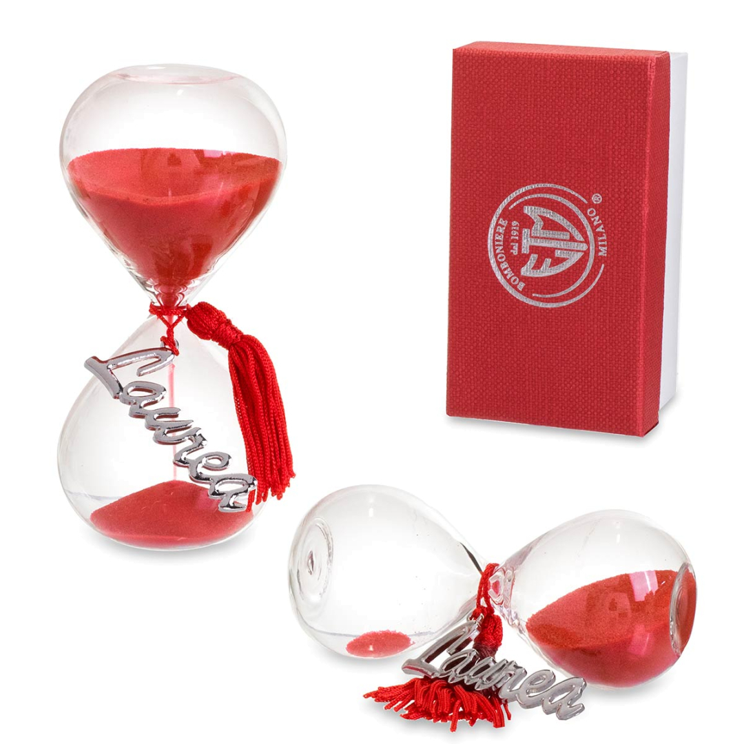 Bomboniere Laurea Clessidra Rossa con scritta Laurea