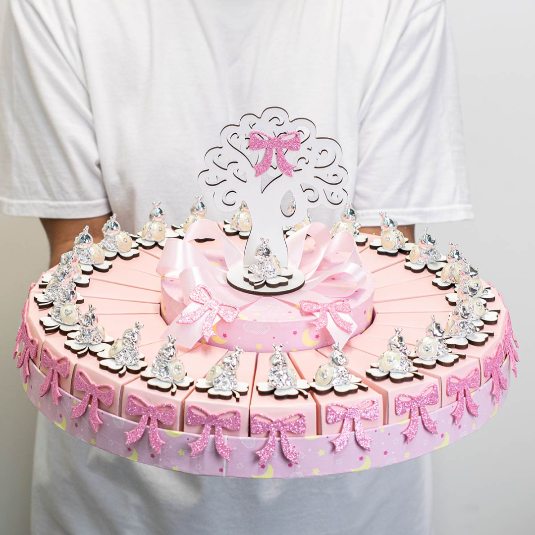 Torta Bomboniere per Bimba 24 Fette coccinelle avorio