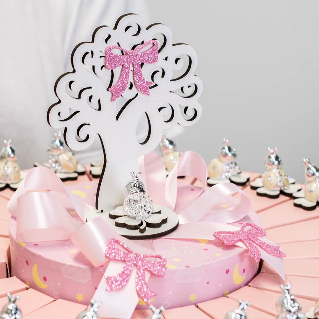 Torta Bomboniere per Bimba 24 Fette coccinelle avorio