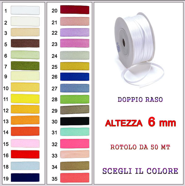 nastro in raso 6mm rotolo da 50mt onLine per RASO